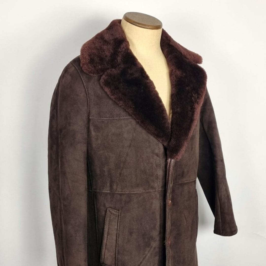 Midi Afghan Suede Winter Coat for Men - Medium Long Afghan Suede Faux ...