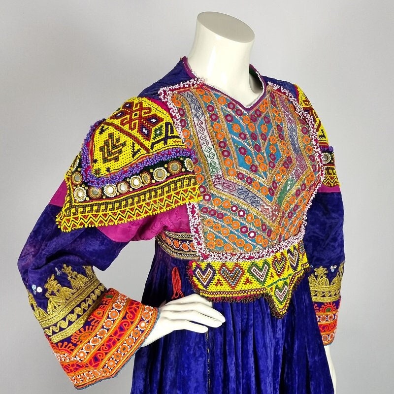 Vintage Handmade Kuchi Dress With Beadwork, Patches and Traditional ...