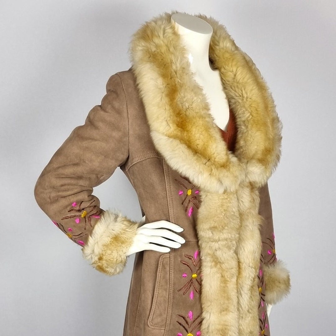 Long Vintage 1960s Afghan Penny Lane Coat With Faux Fur - Sheepskin ...