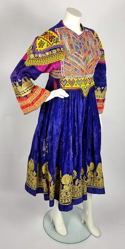 Vintage Handmade Kuchi Dress With Beadwork, Patches and Traditional ...