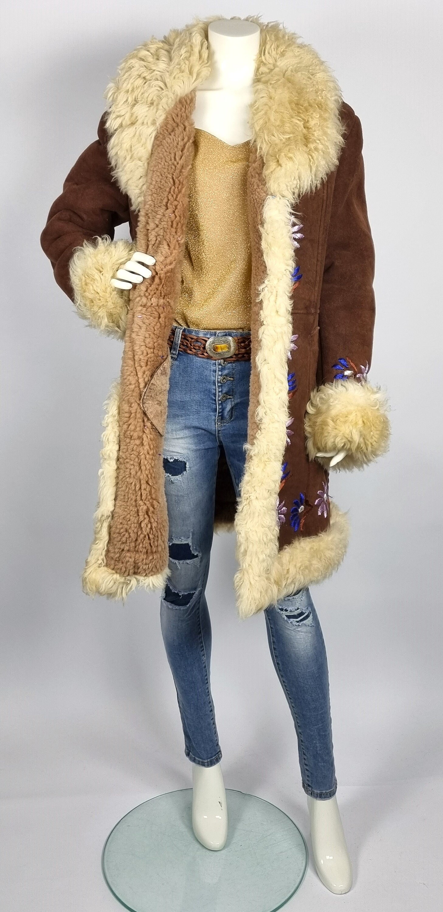 Half Long Vintage Afghan Penny Lane Coat Winter Sheepskin Coat With ...