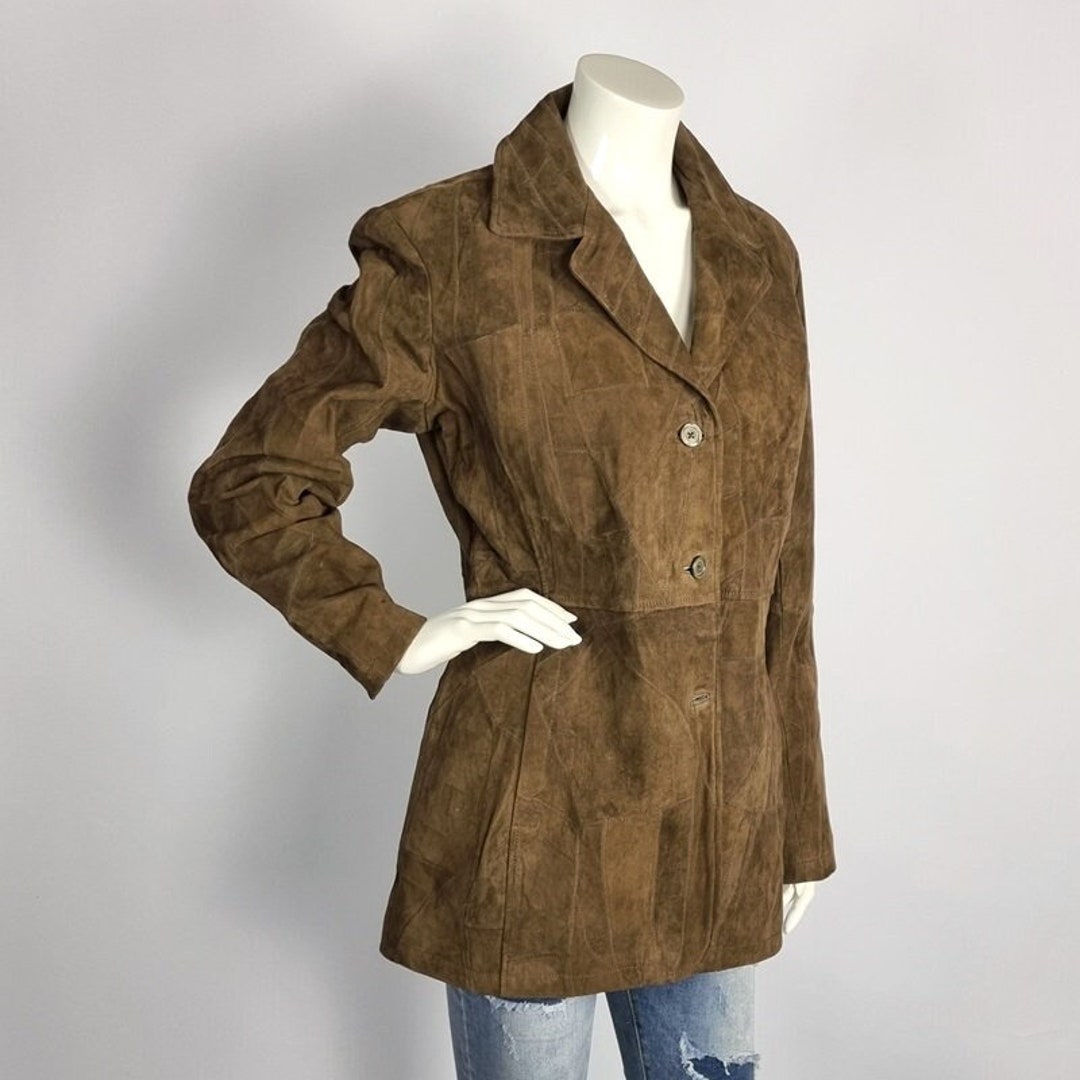 Suede Patchwork Jacket: Retro Buckskin Unisex Coat (XL) - Etsy