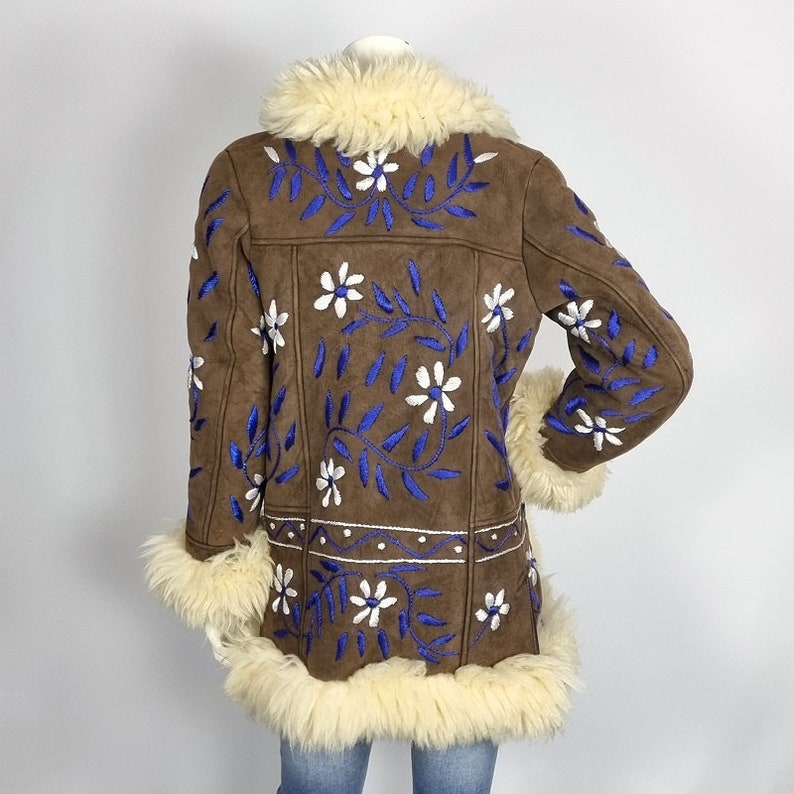 Half Long Vintage Afghan Penny Lane Coat Winter Sheepskin Coat With Deluxe Floral Embroidery ...