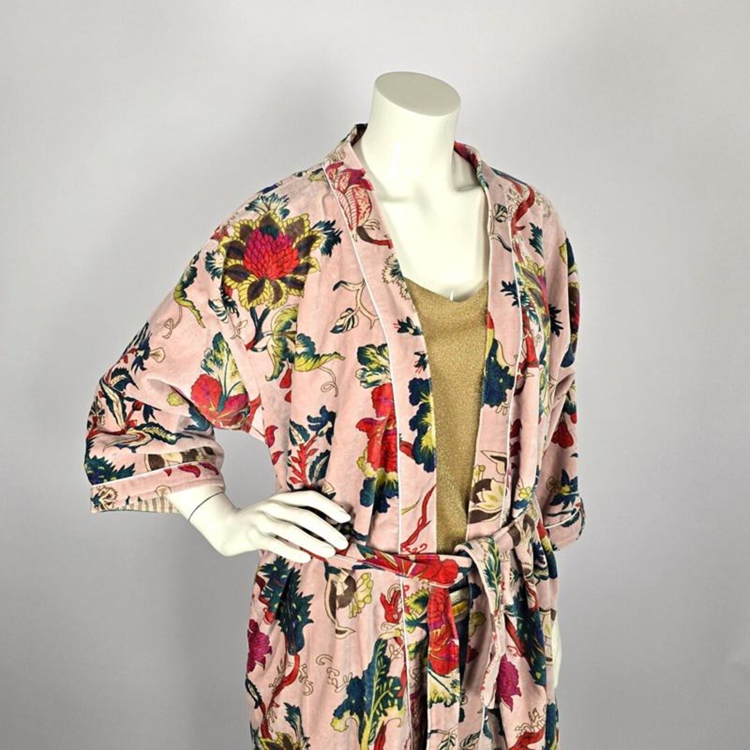Oversized Gender Neutral Rich Velvet Kimono With Oriental and Floral ...