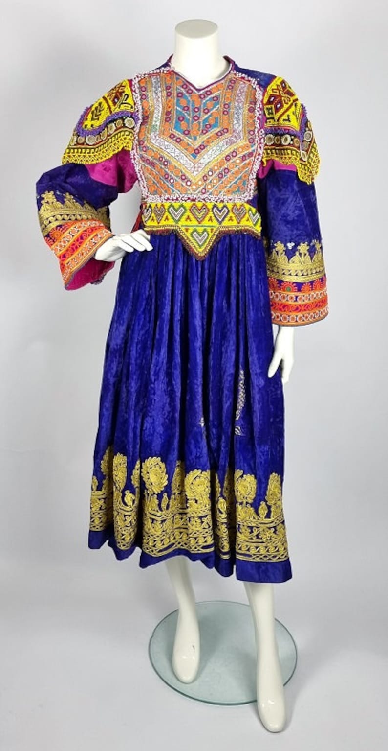 Vintage Handmade Kuchi Dress With Beadwork, Patches and Traditional ...