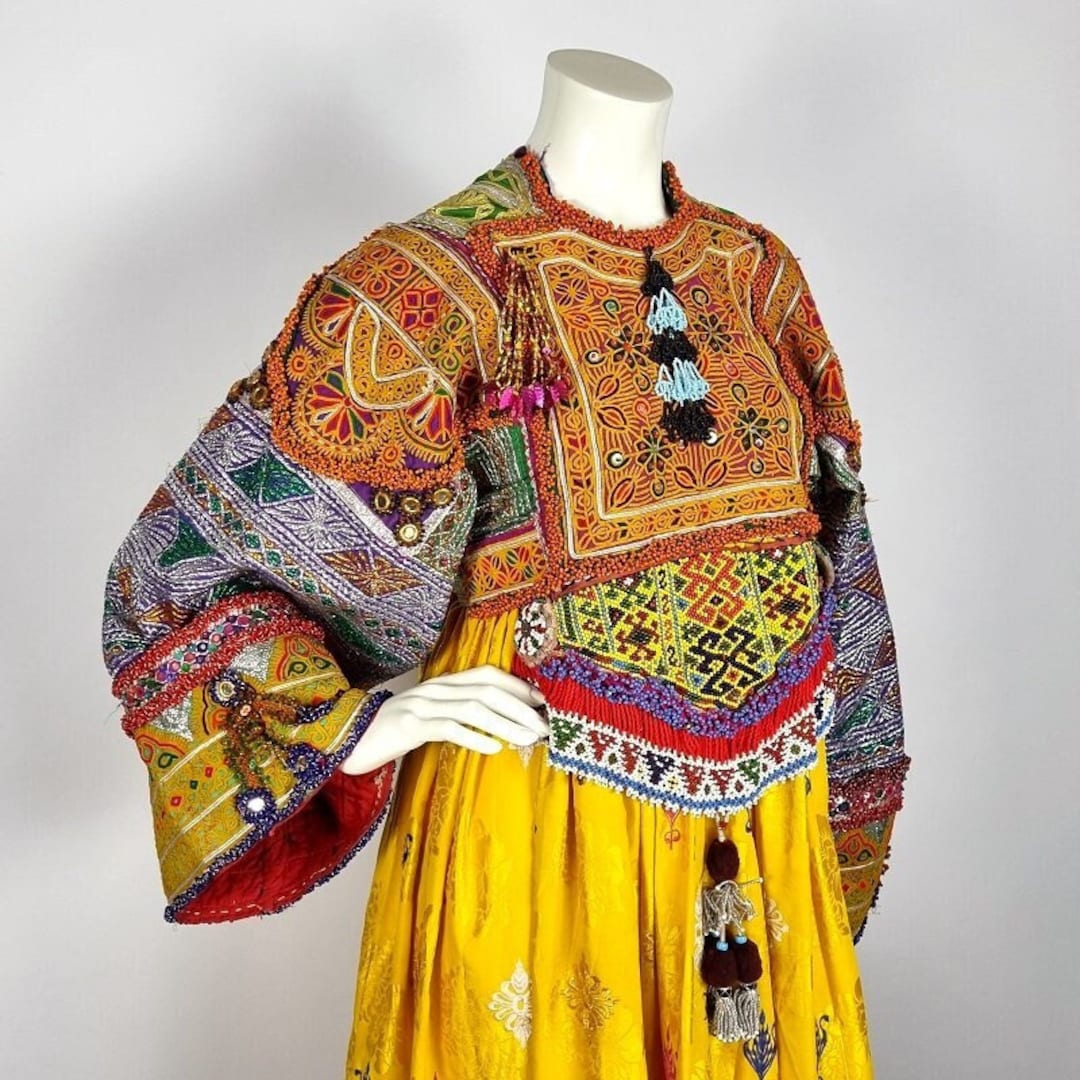 Vintage Handmade Afghan Kuchi Dress With Beadwork, Patches and ...