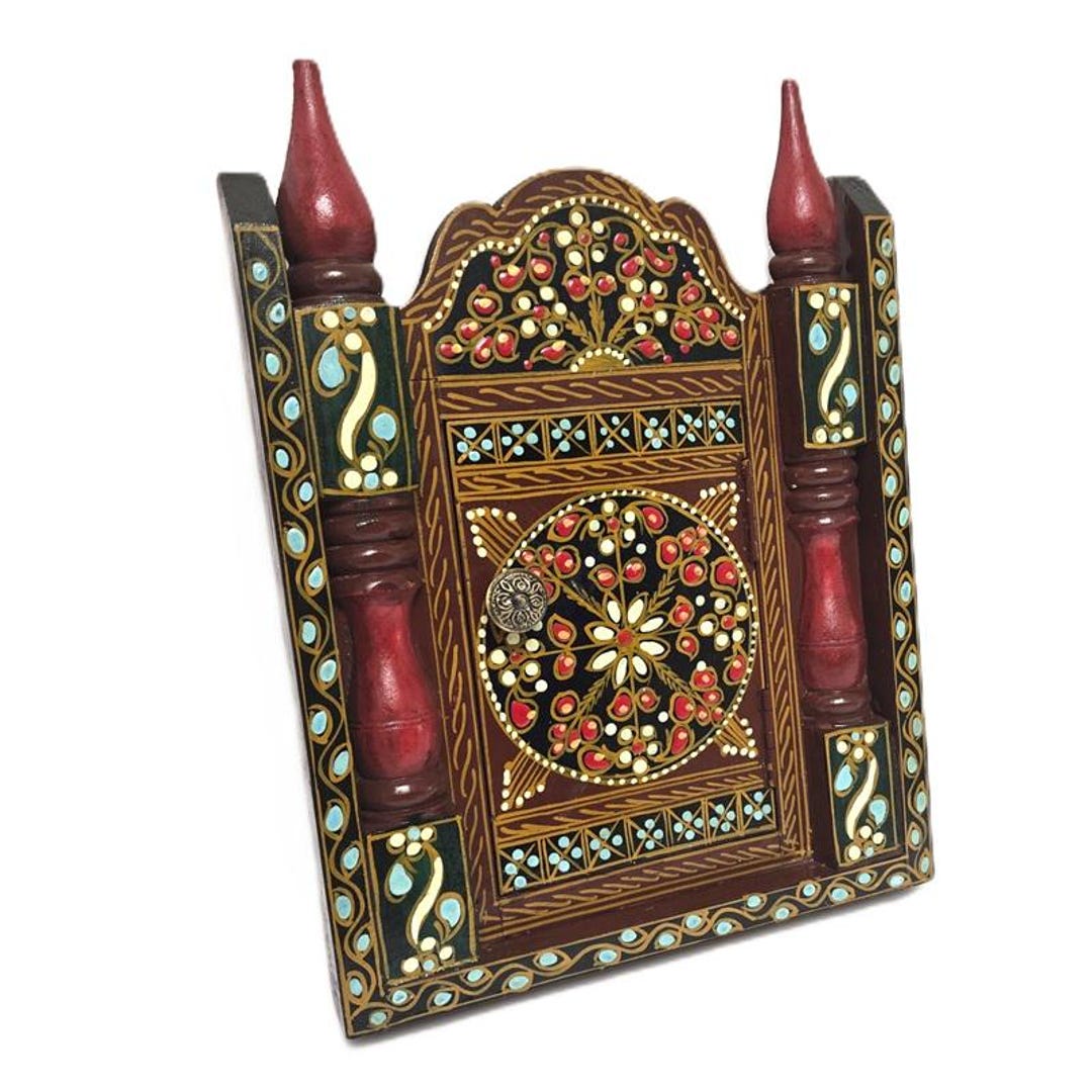 Handmade Afghan Carved Wooden Cabinet: Oriental Key & Jewelry Box - Etsy