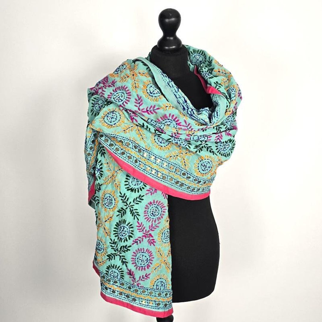 Large Hand-embroidered Afghan Summer Shaddar Shawl Body Wrap Colorful ...