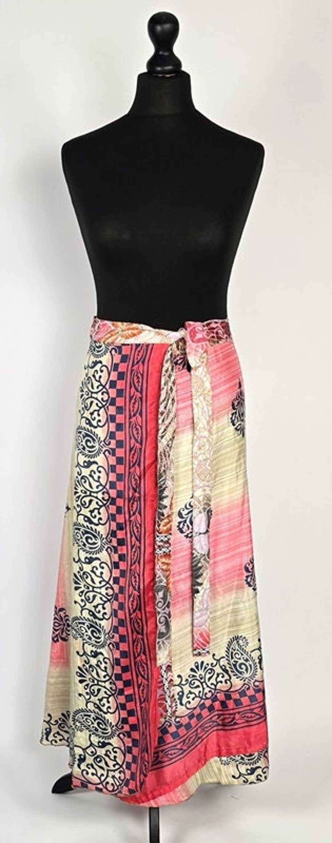 Flattering Indian Gypsy Summer Wrap Skirt, Made From Vintage Silk-mix ...