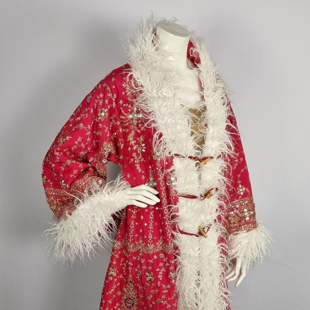 Indian Embroidered Kimono Coat With Faux Fur Indian Zardosi Bridal Coat ...