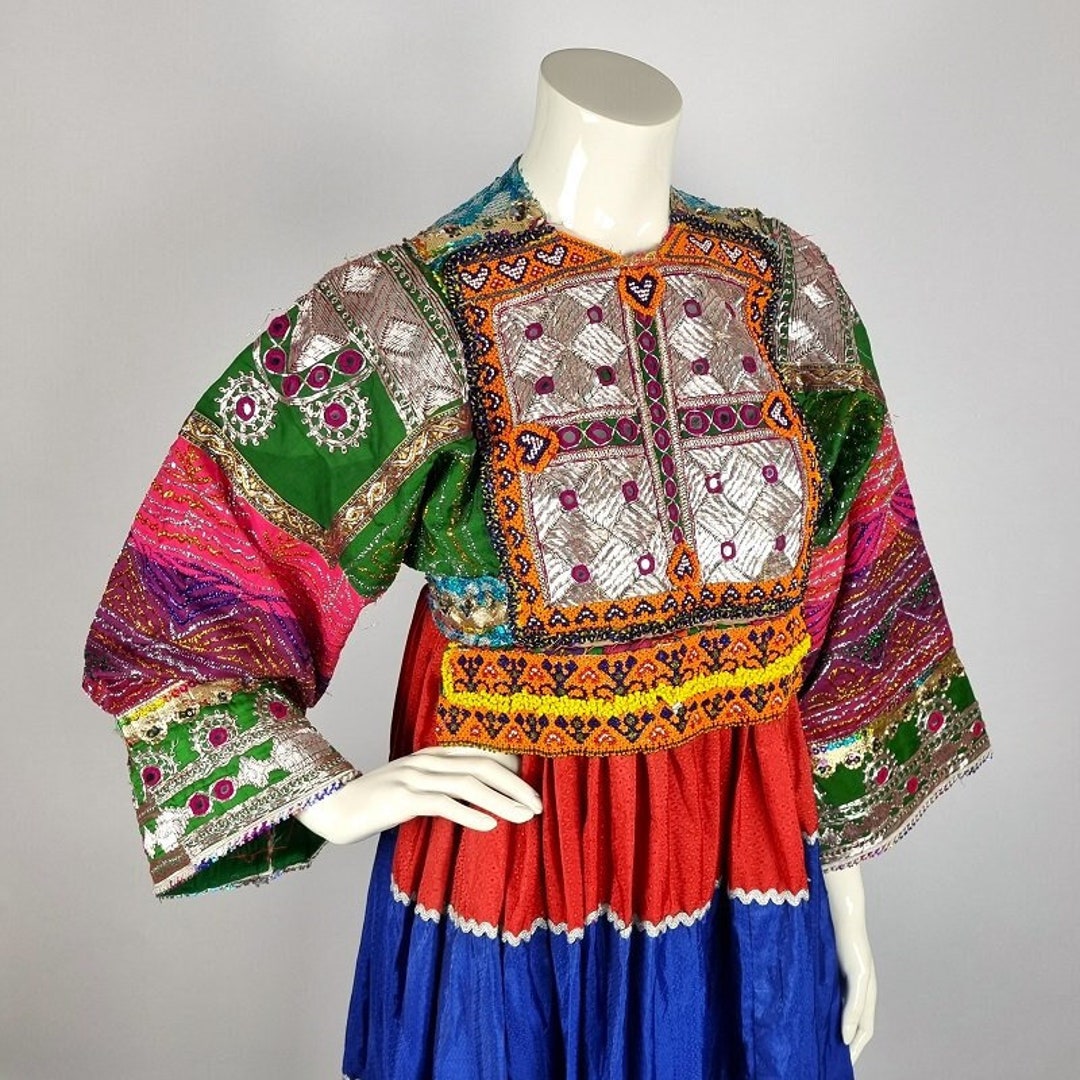 Vintage Handmade Kuchi Dress With Beadwork and Traditional Embroidery ...