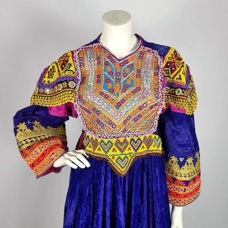 Vintage Handmade Kuchi Dress With Beadwork, Patches and Traditional ...