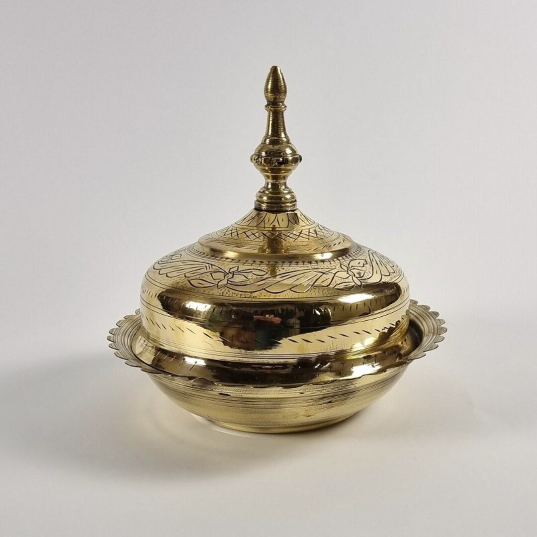 Antique Oriental Serving Cloche in Engraved Brass - Etsy