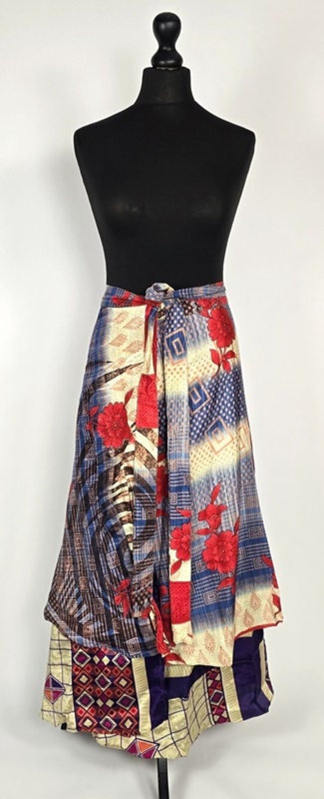 Flattering Indian Gypsy Summer Wrap Skirt, Made From Vintage Silk-mix ...