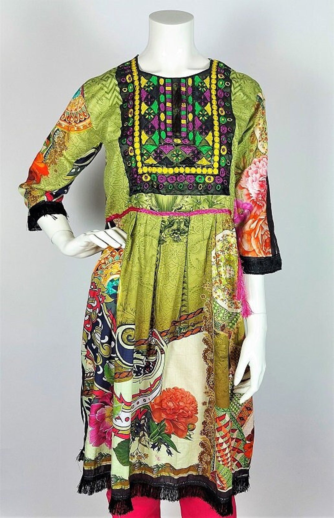 Sindhi Summer Outfit: Embroidered Lawn Shirt & Cotton Pants - Size ...