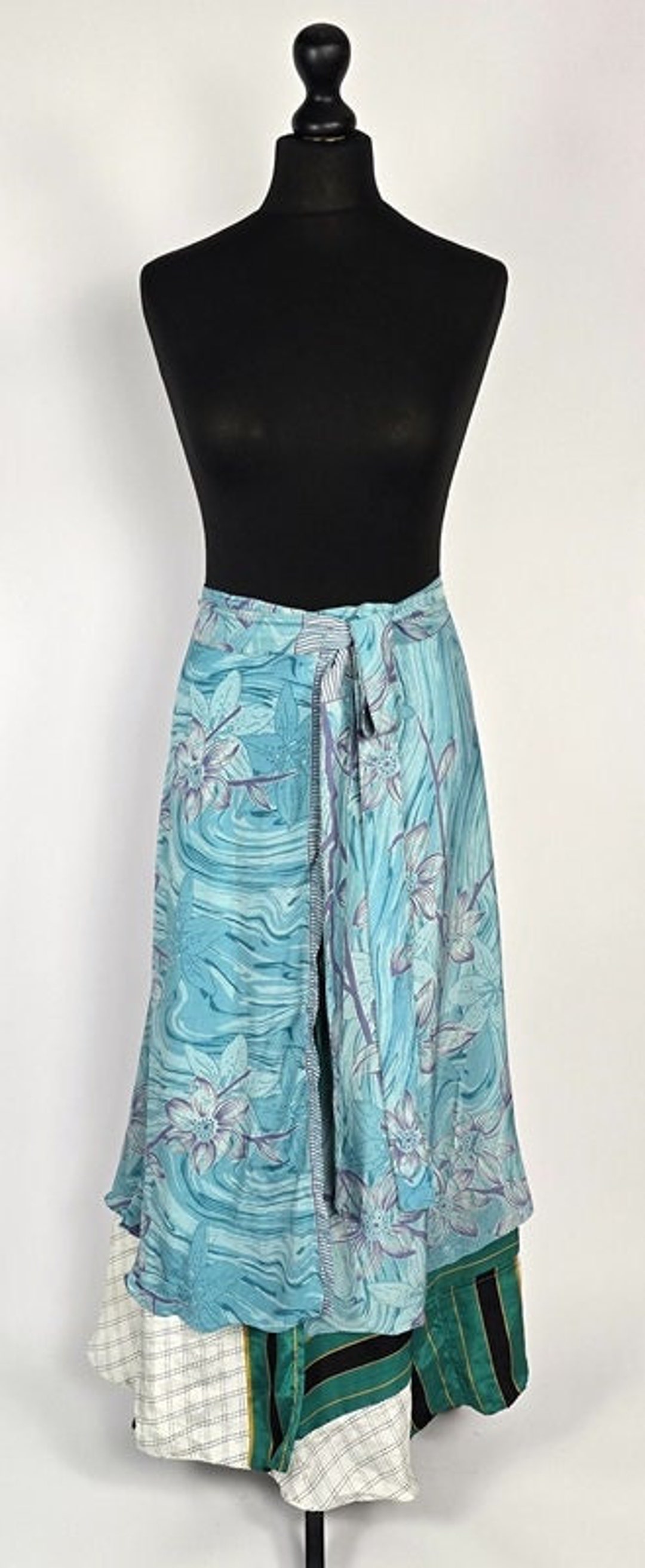 Flattering Indian Gypsy Summer Wrap Skirt, Made From Vintage Silk-mix ...
