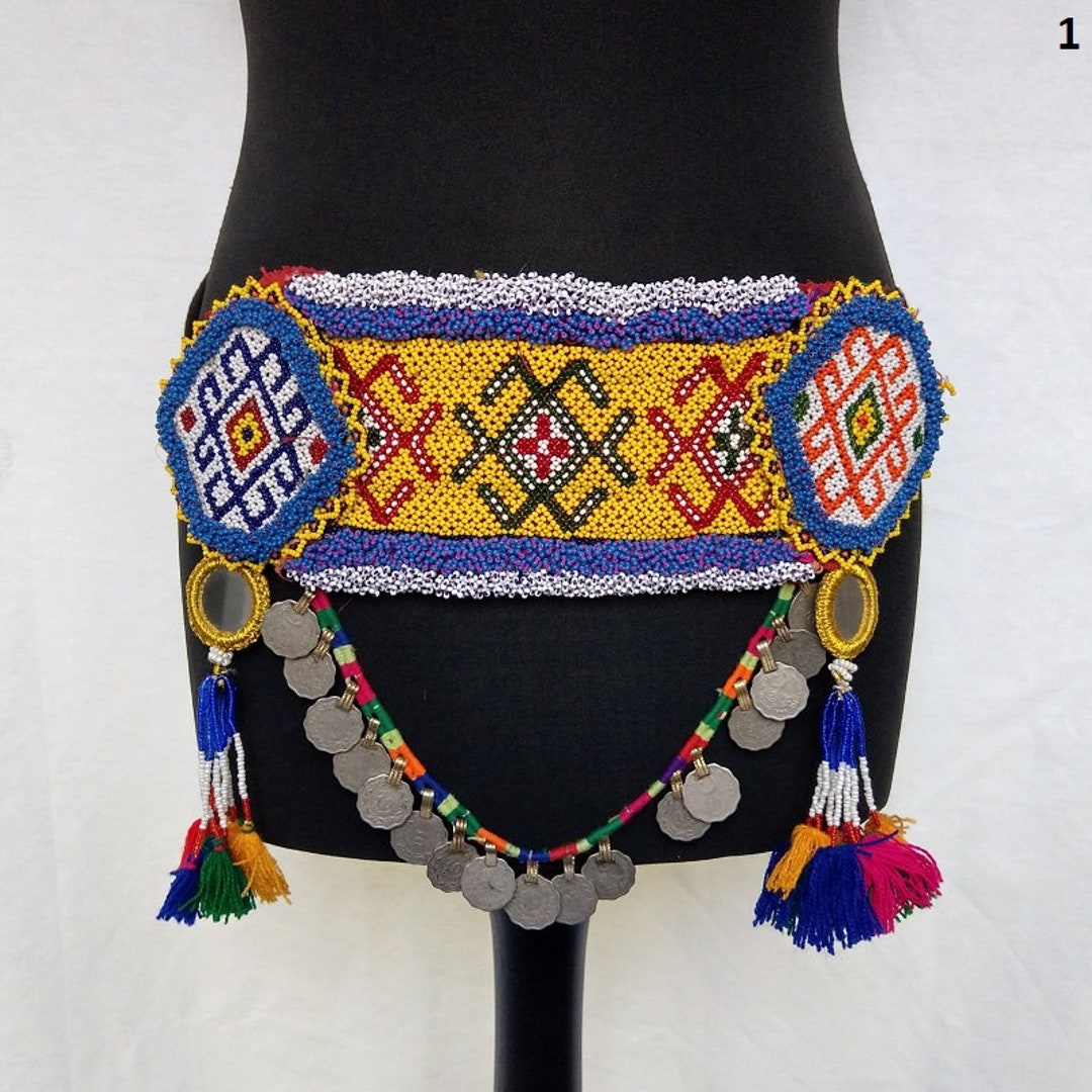 Vintage Tribal Kuchi Tie-on Hip Belt With Kuchi Medallion Patches ...