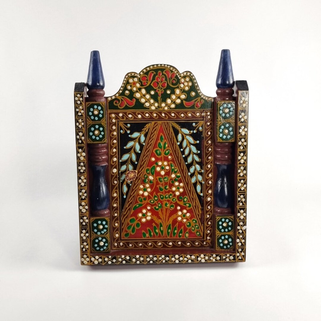 Handmade & Hand Painted Afghan Key Holder Box, Carved Key Cabinet ...