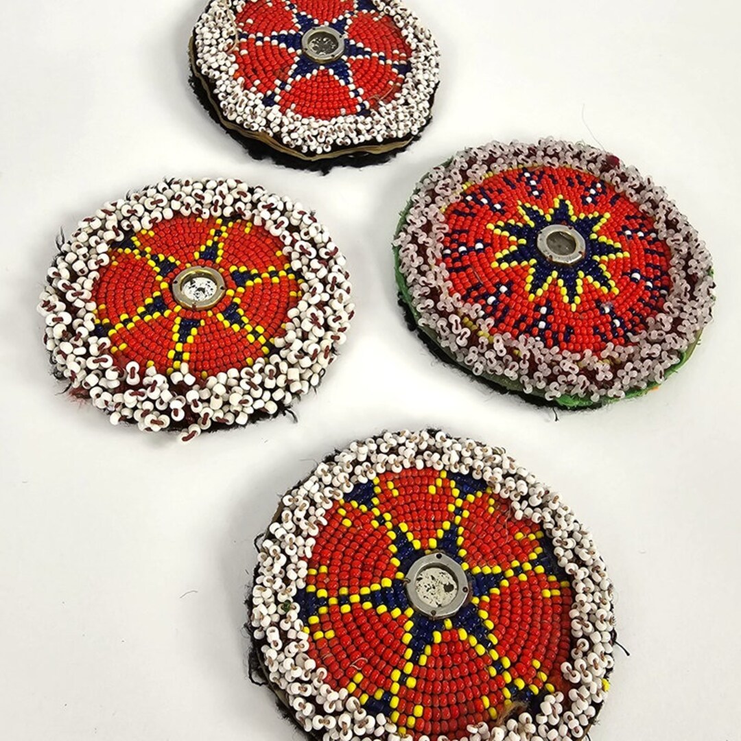 Set of 4 Vintage Large Kuchi Embellishment Patches Afghan Sew-on Beaded ...