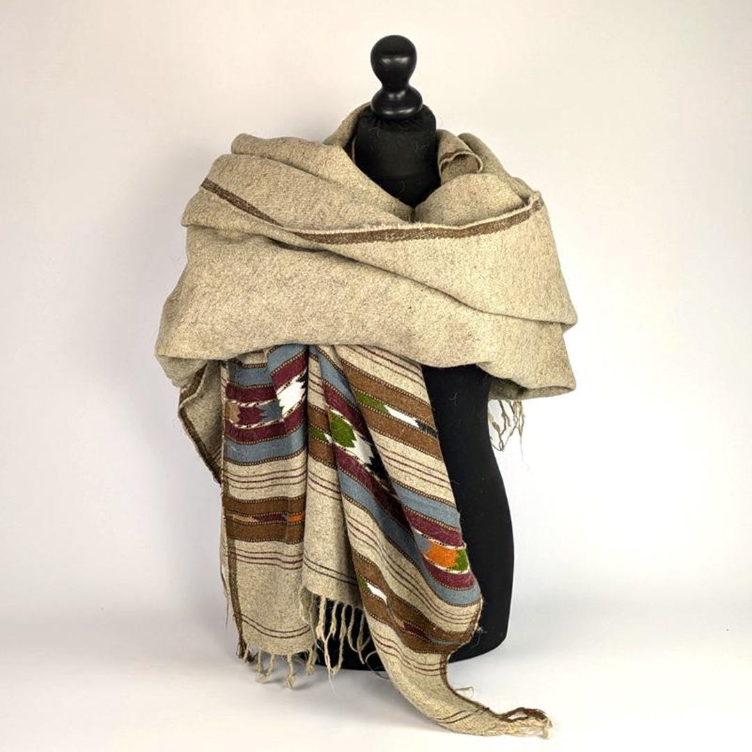 Handmade Afghan Wool Patu Shawl: Triple Stripe Body Wrap - Etsy