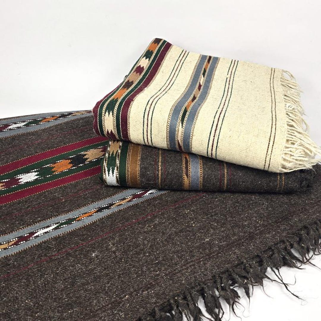 Handmade Afghan Wool Blanket: Striped Patu Shawl, Heavy Body Wrap - Etsy