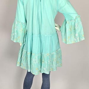 Stylish Indian Embroidered Tunic With Floral Pattern - Fine Cotton Midi ...