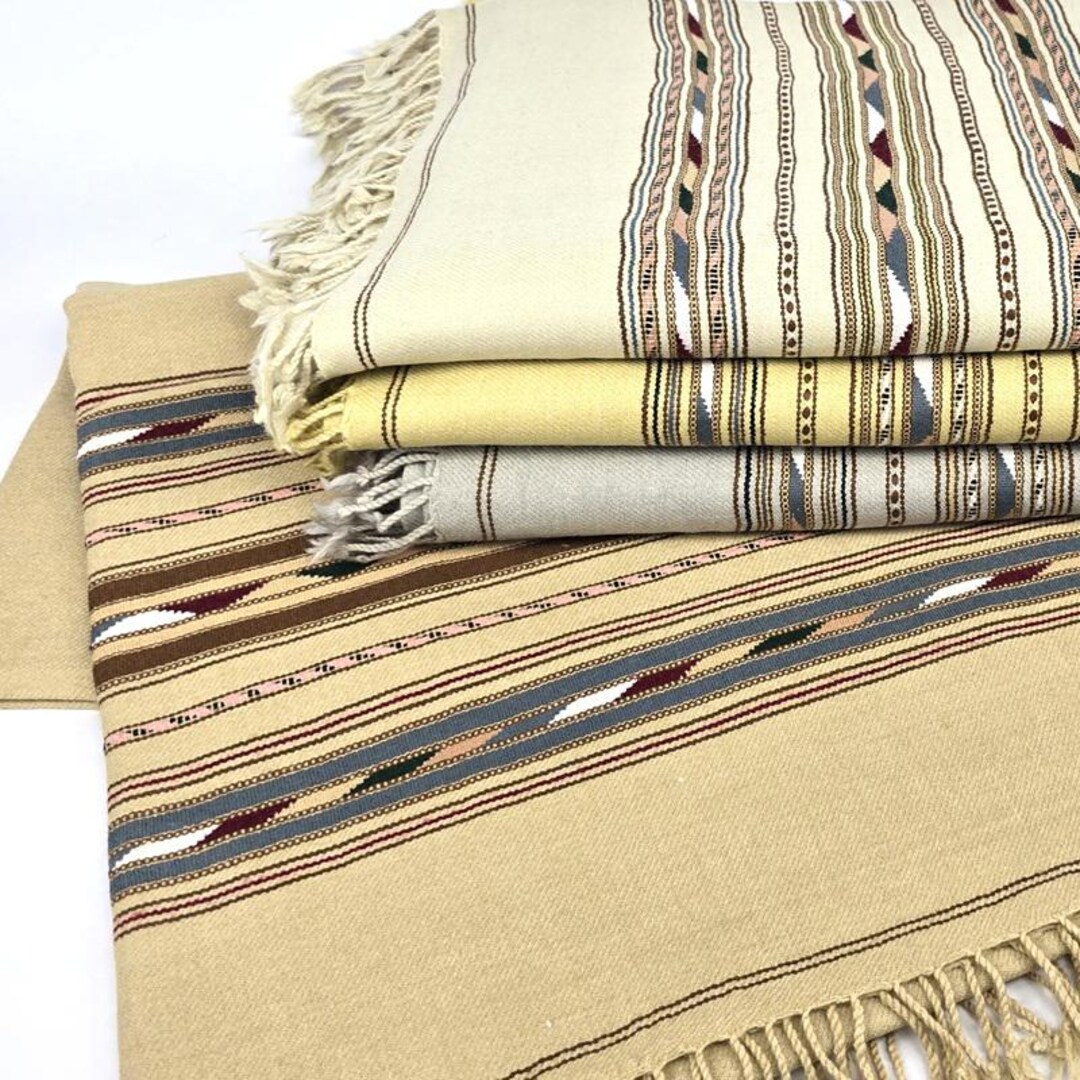 NEW ARRIVAL: No Itch Tribal Multi Stripe Patoo Shawl, Pure Kempt Wool ...