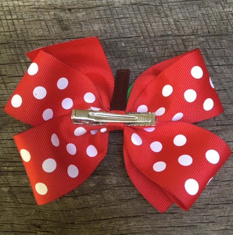 Apple Hair Bow // Back to School Bow // 100 Days of School // - Etsy
