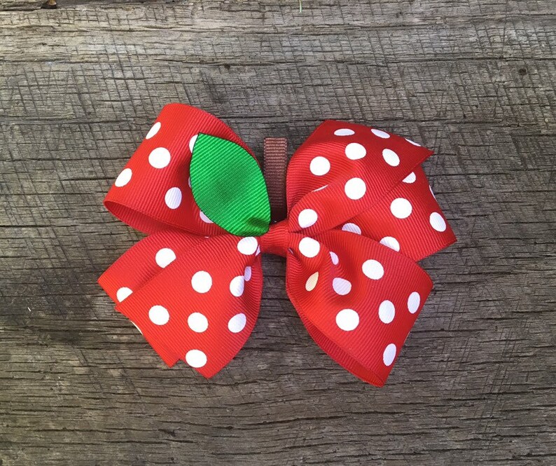 Apple Hair Bow // Back to School Bow // 100 Days of School // - Etsy