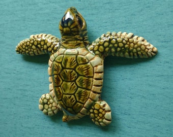 Ceramic Turtle Wall Plaque, Ceramic Wall Art, Ceramic Platter, Serving ...