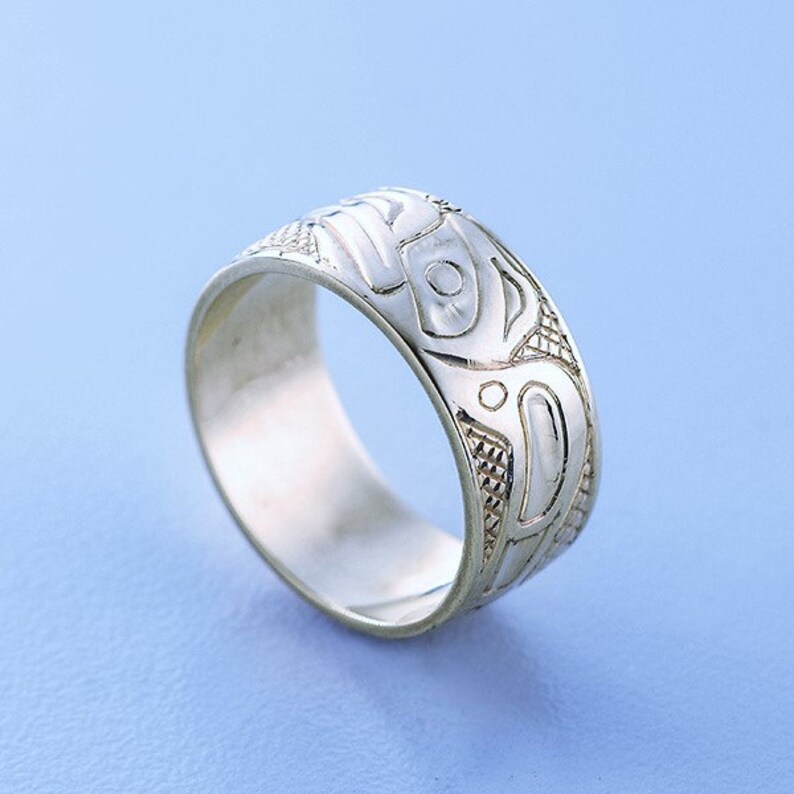 Haida Lovebird Ring Silver Raven & Eagle Ringhaida - Etsy