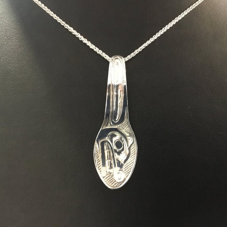 Haida Wolf Spoon Pendant Silver Wolf Pendantnorthwest Coast | Etsy