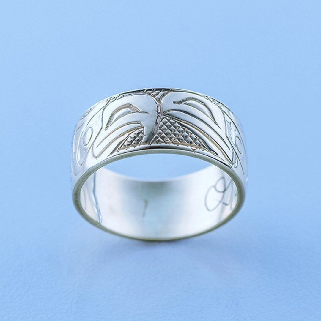 Haida Lovebird Ring, Silver Raven & Eagle Ring,haida Art,northwest ...