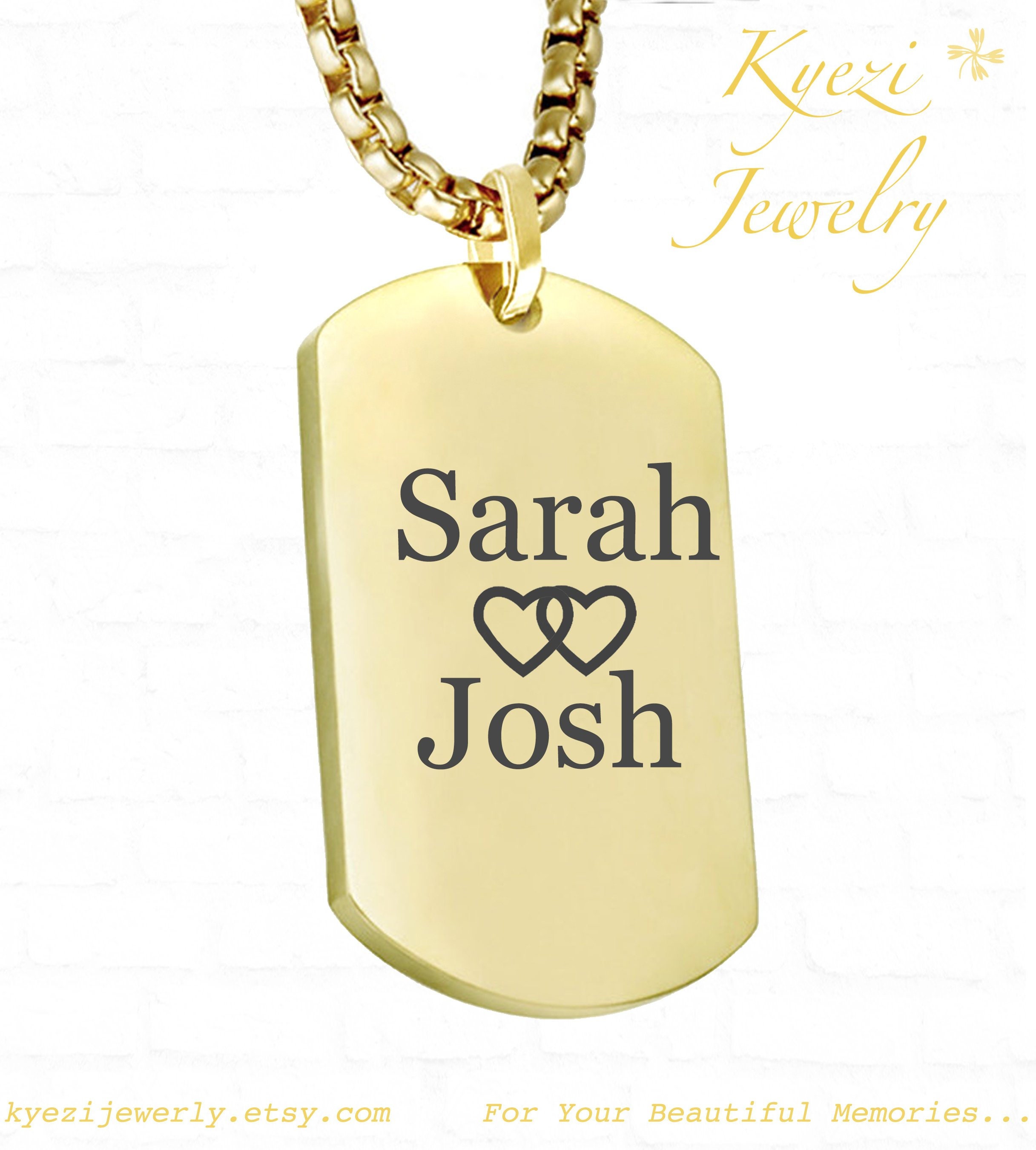 Silver Gold Engraved Custom Dog Tag Necklace Personalized Dog - Etsy