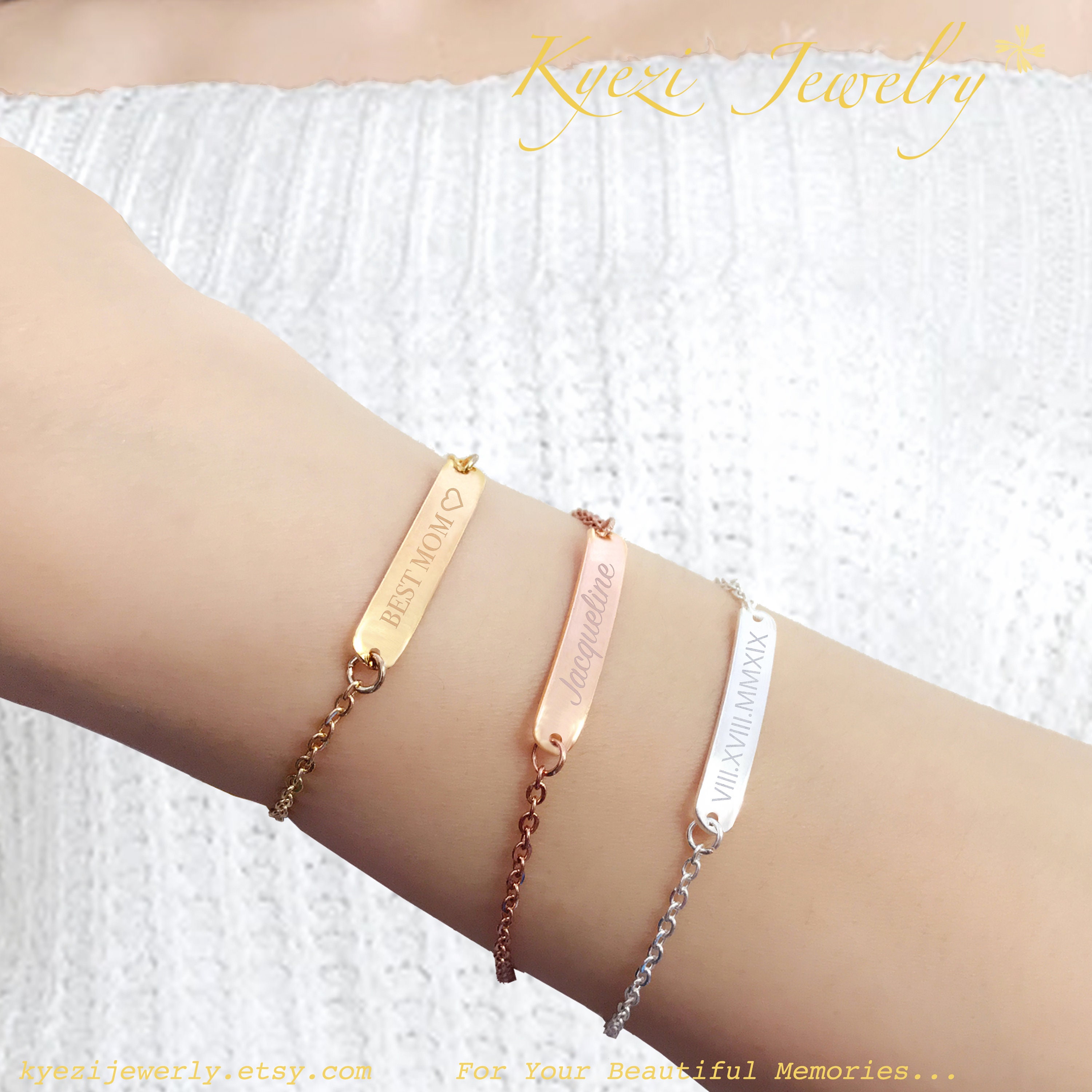 Custom bar bracelet Personalized bar bracelet Bar bracelet | Etsy