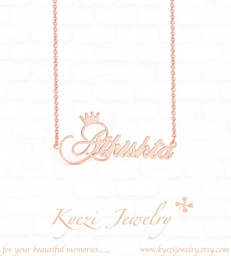 Crown Pattern Custom Name Necklace Custom Word Necklace | Etsy