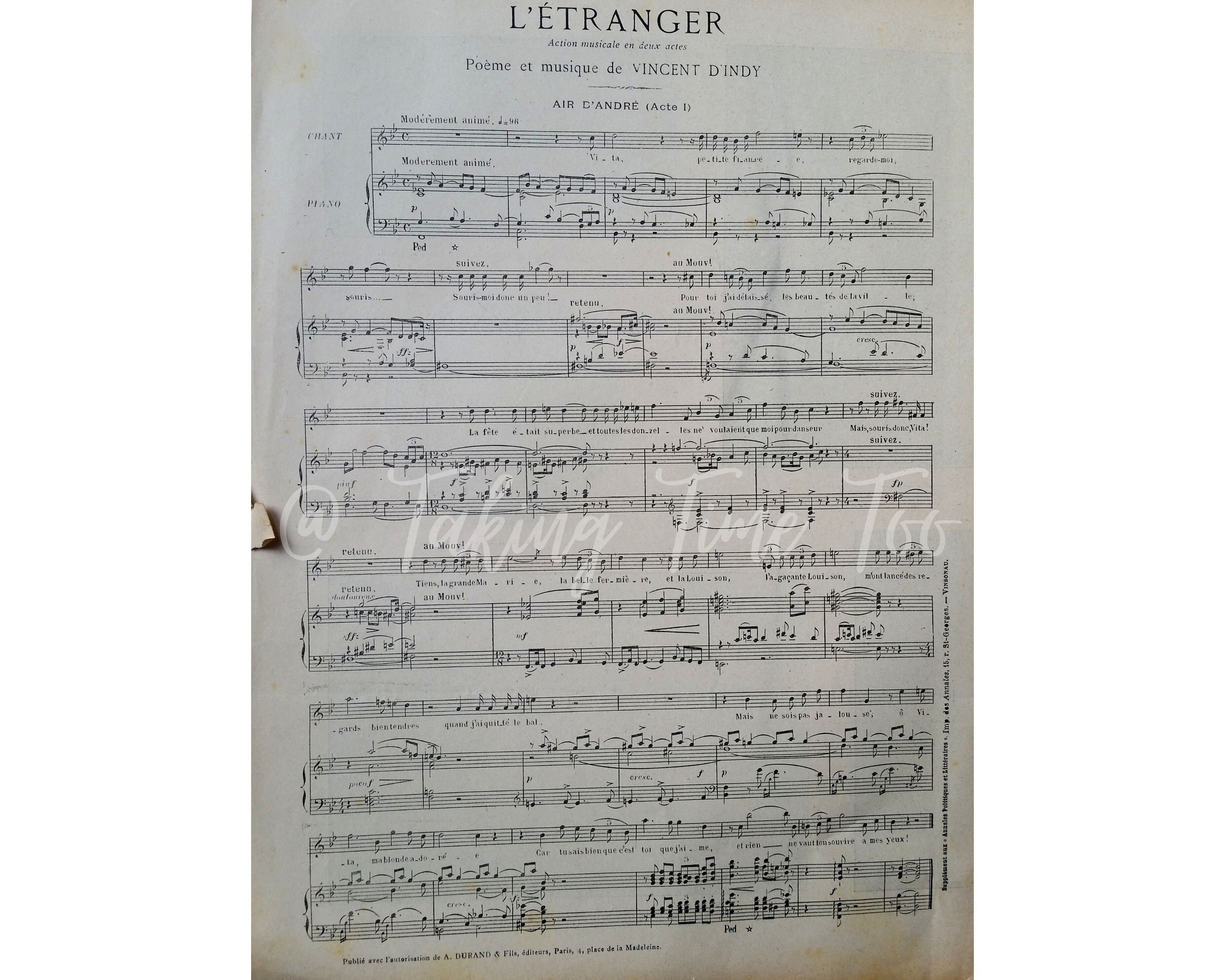 Printable Antique French Music Sheets With Wonderful Aged Ephemera Look ...