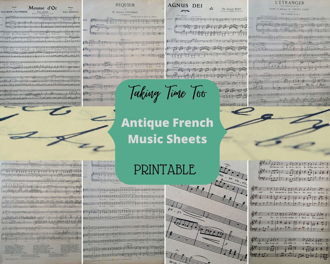 Printable Antique French Music Sheets With Wonderful Aged Ephemera Look ...