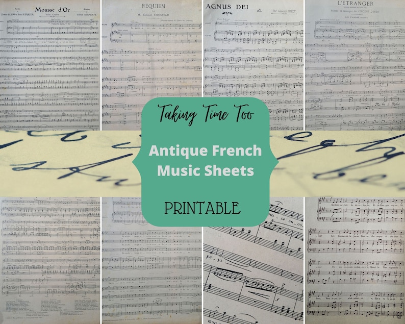 Printable Antique French Music Sheets With Wonderful Aged Ephemera Look ...