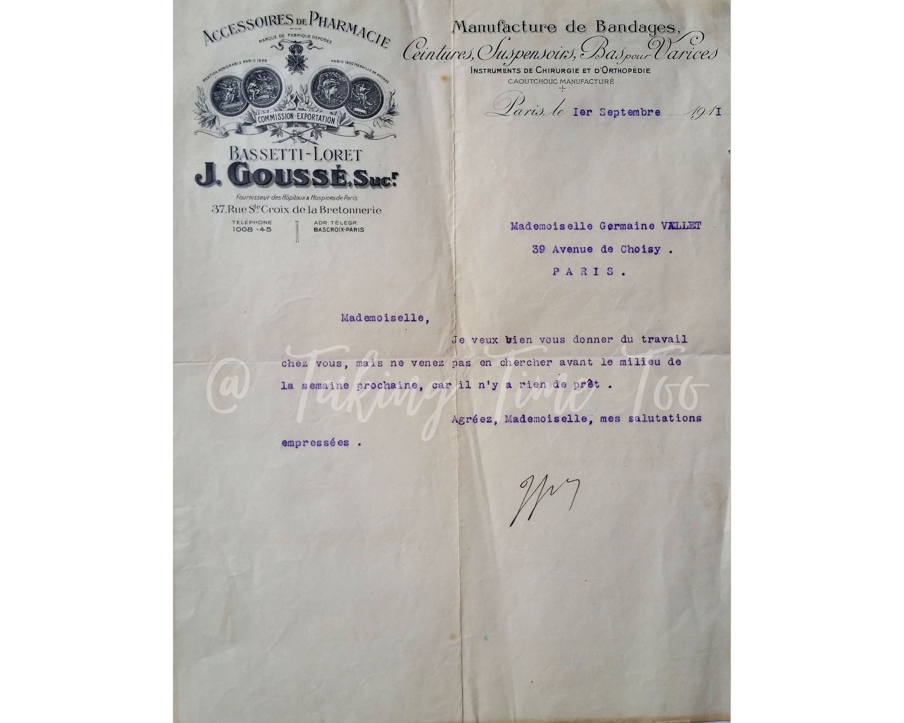 Printable Vintage French Receipt Collage and Individual Ephemera From ...