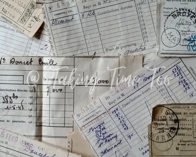 Printable Vintage French Receipt Collages of Ephemera From the 1940s ...