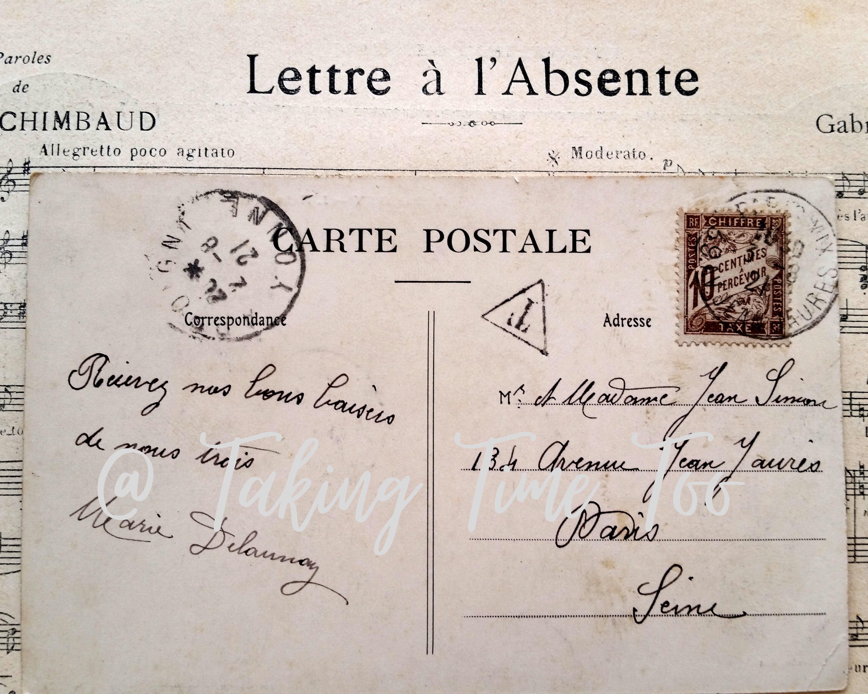 Printable Absent Friends Collages of French Postcards and Music, 1920s ...