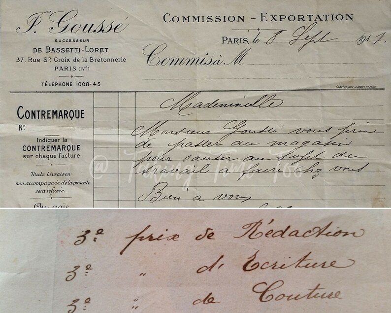 Printable Vintage French Receipt Collage and Individual Ephemera From ...