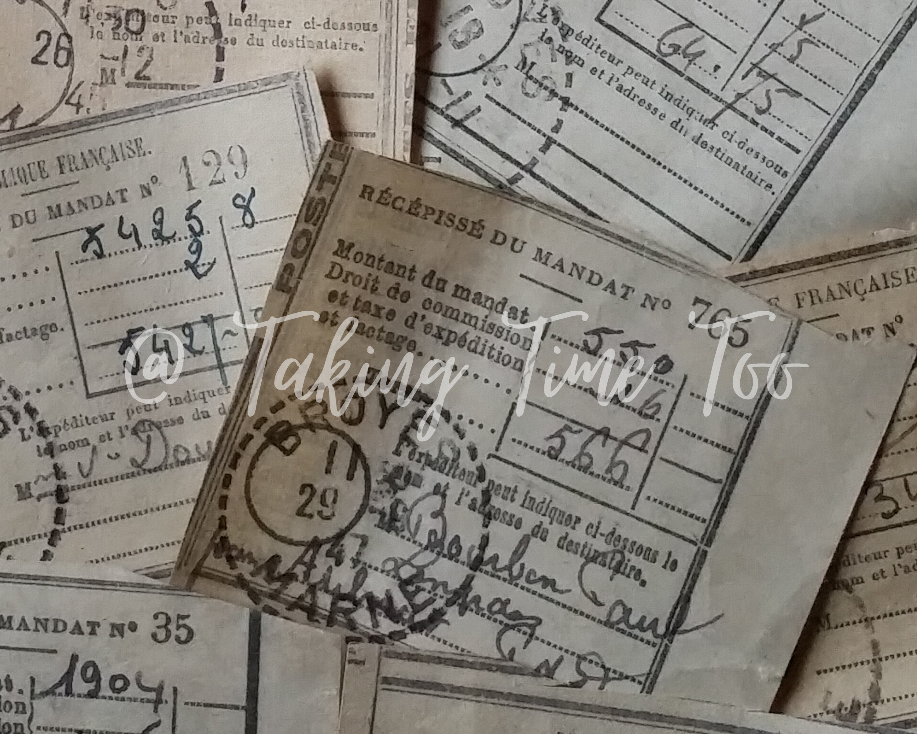 Printable Vintage French Receipt Collages of Ephemera From the 1940s ...