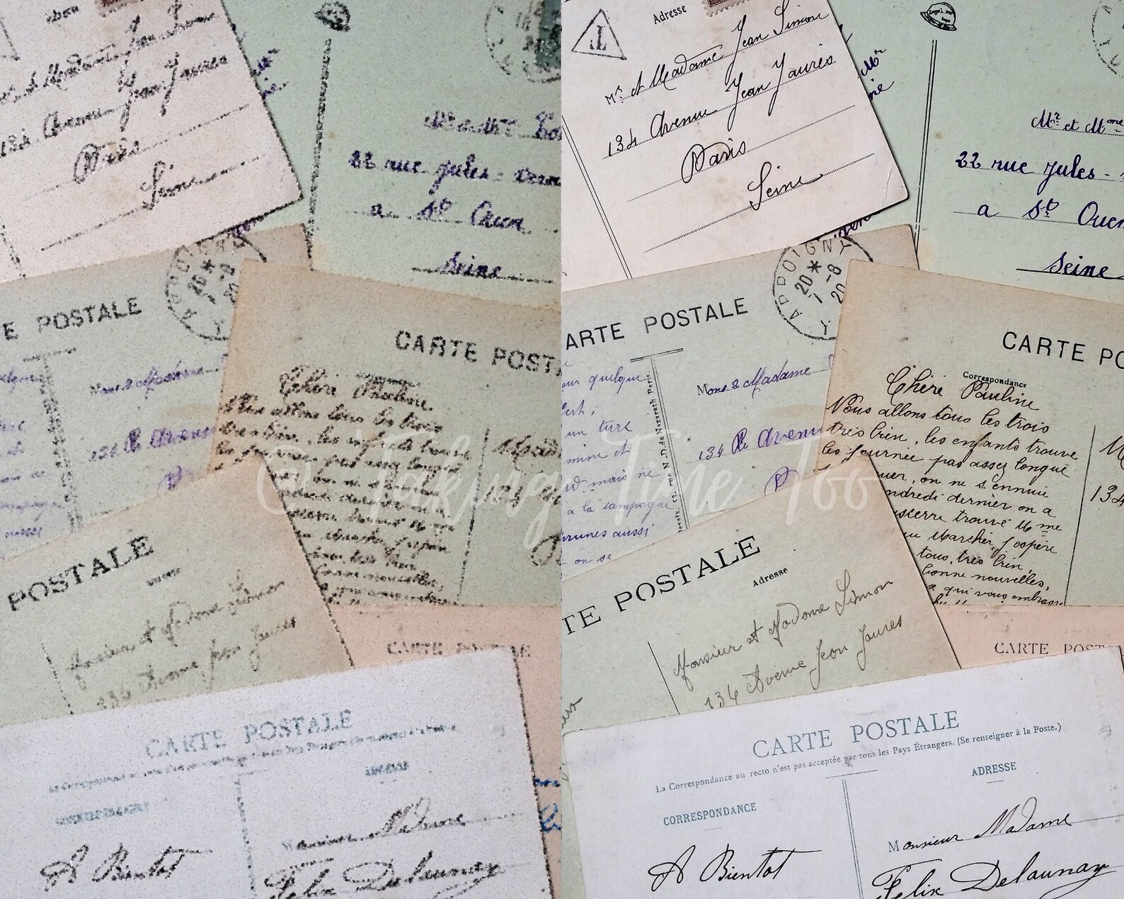 Printable Vintage French Postcard Collages, Different Collections and ...