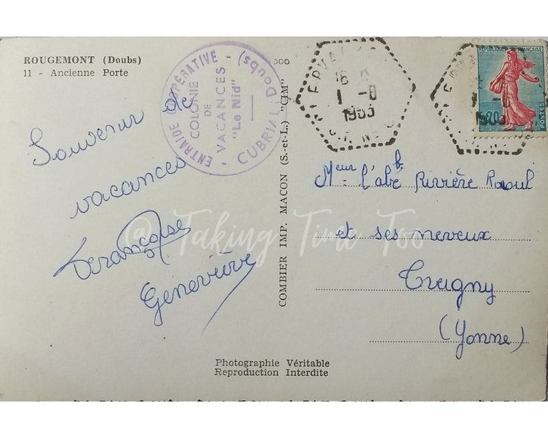 Printable Vintage French Postcard Backs, Each Handwritten in Very ...