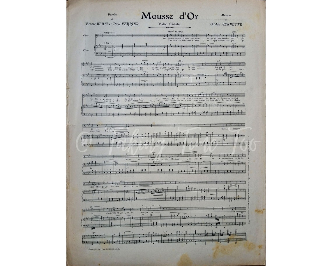 Printable Antique French Music Sheets With Wonderful Aged - Etsy