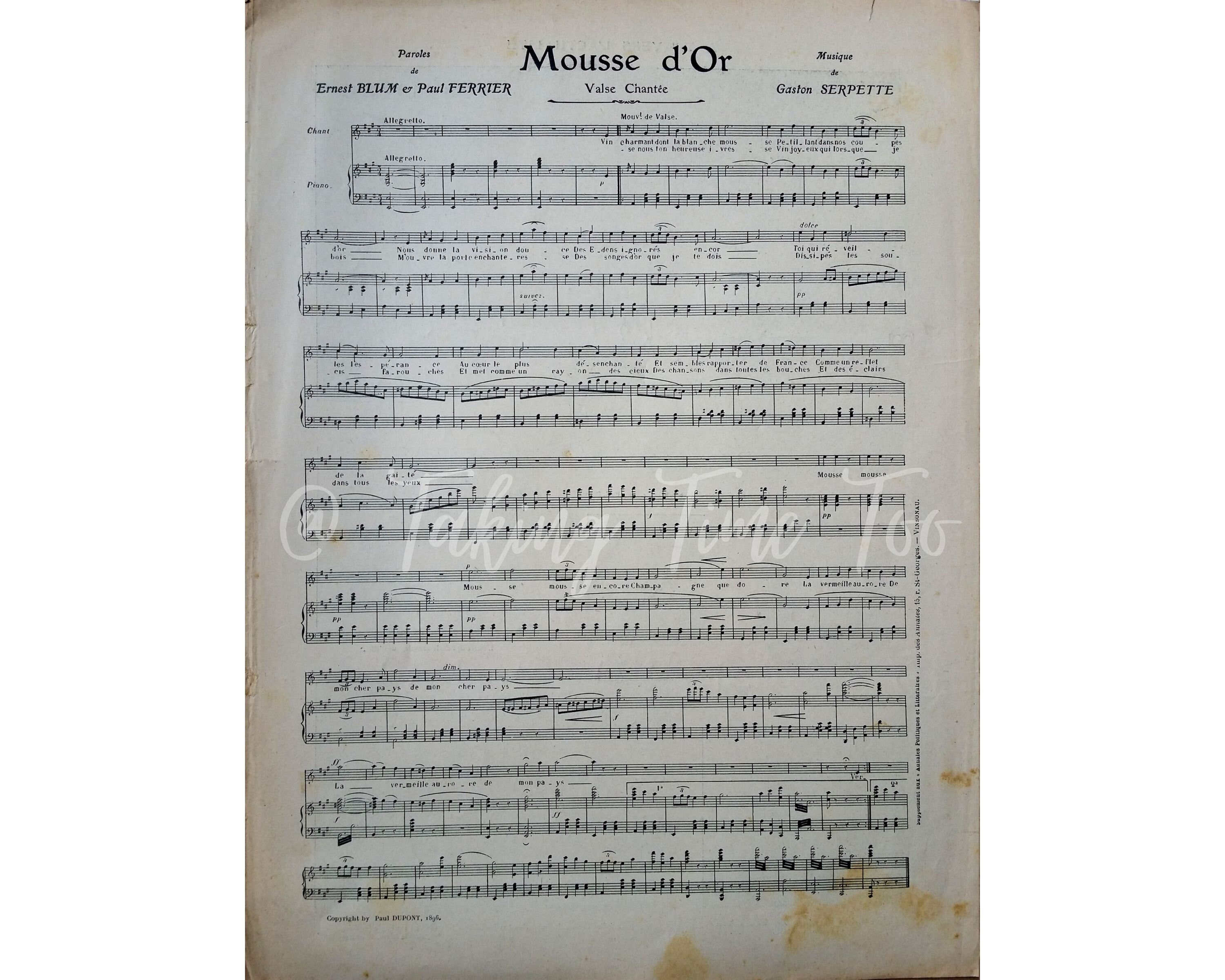 Printable Antique French Music Sheets With Wonderful Aged Ephemera Look ...