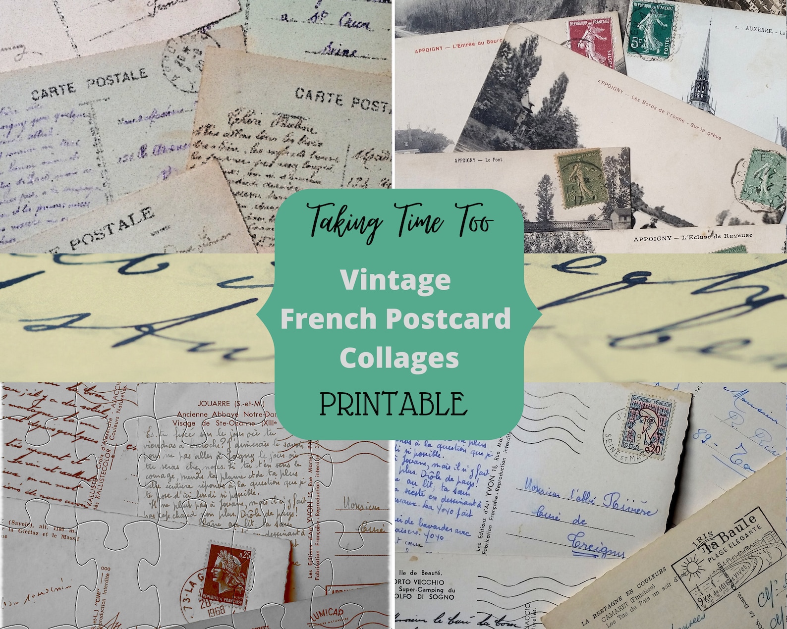 Printable Vintage French Postcard Collages, Different Collections and ...