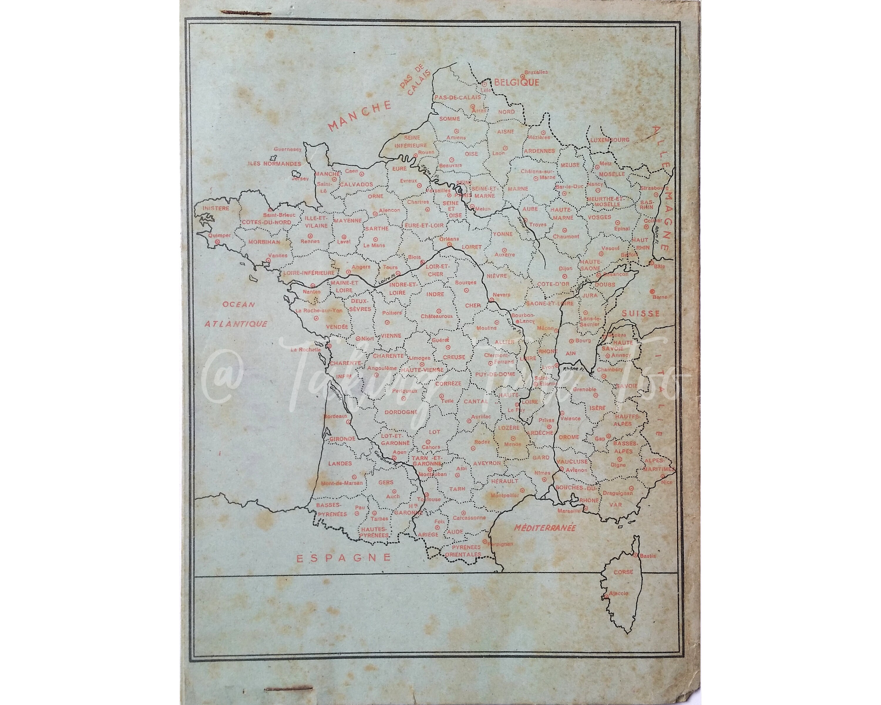 Printable French Ephemera - 1920s School Days Book Cover With Map of ...